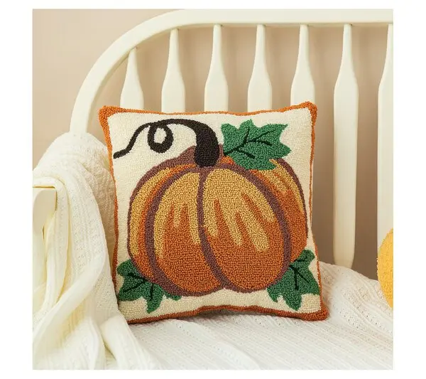 GLITZHOME 14h Fall Hooked Pillow