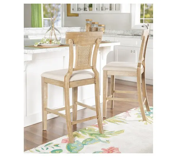 LINON Home Brooklyn Solid Wood Upholstered Coun Ter Stool
