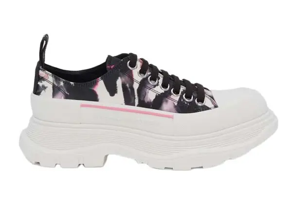Alexander McQueen Watercolour Graffiti Tread Slick Sneakers - White/black/pink