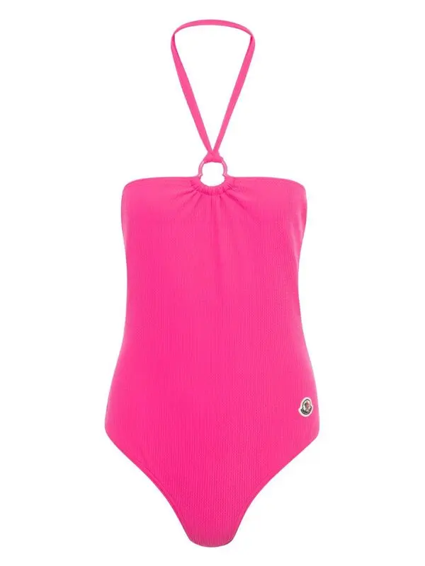 Moncler Logo Appliqué Halterneck Swimsuit