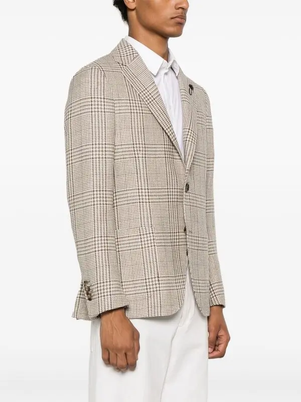 LARDINI Single-breasted Checked Blazer