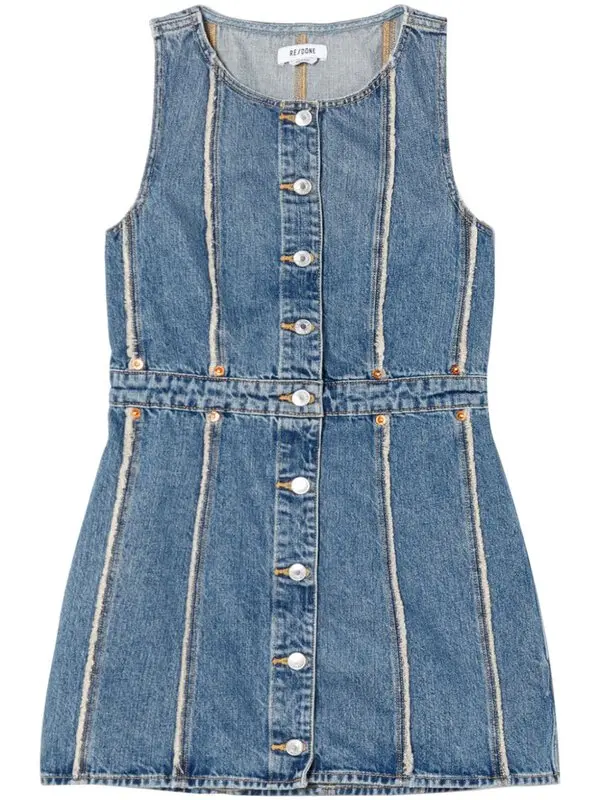 RE/DONE Sleeveless Denim Minidress With Frayed Detailing