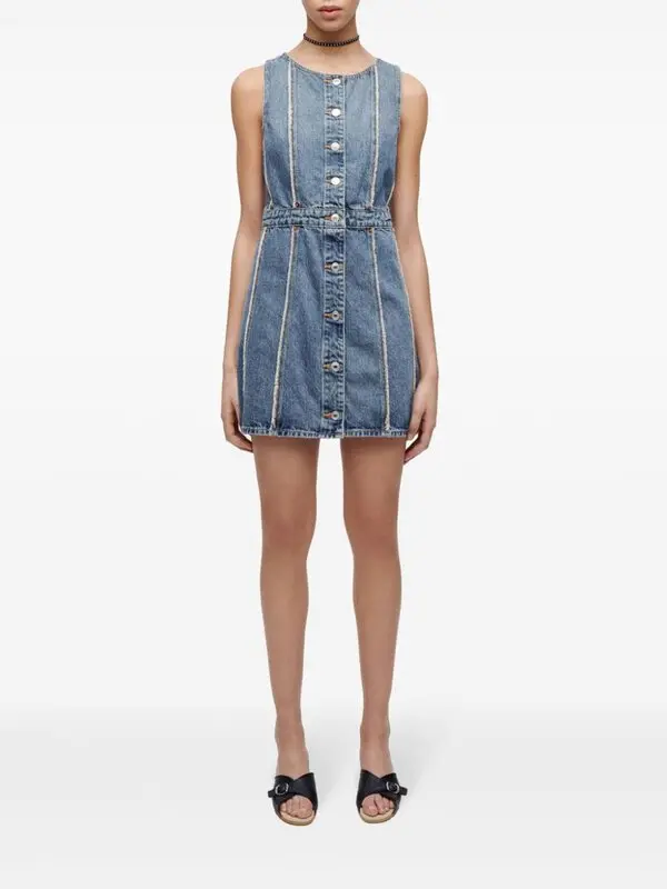 RE/DONE Sleeveless Denim Minidress With Frayed Detailing