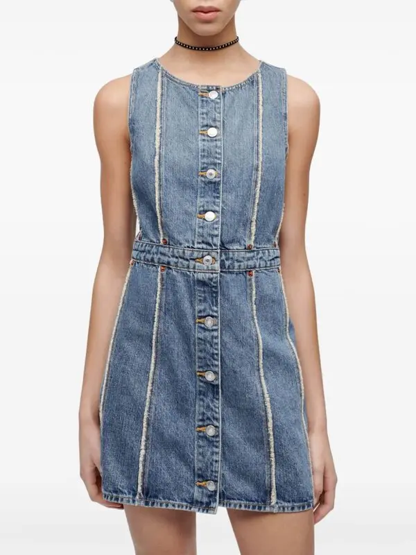 RE/DONE Sleeveless Denim Minidress With Frayed Detailing