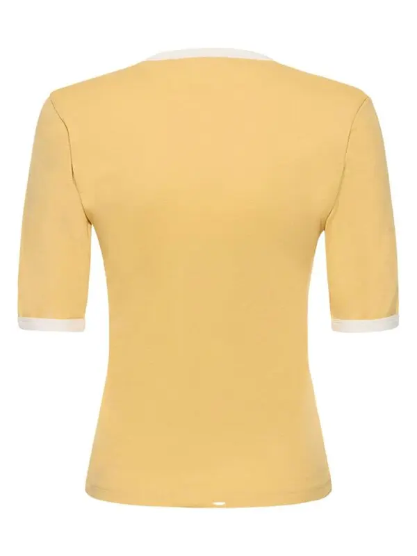 COURREGES Holistic Contrast Cotton T-shirt - Yellow