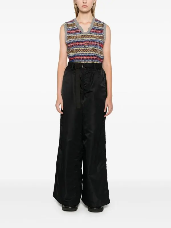 Sacai Belted Wide-leg Trousers - Black