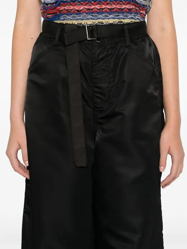 Sacai Belted Wide-leg Trousers - Black