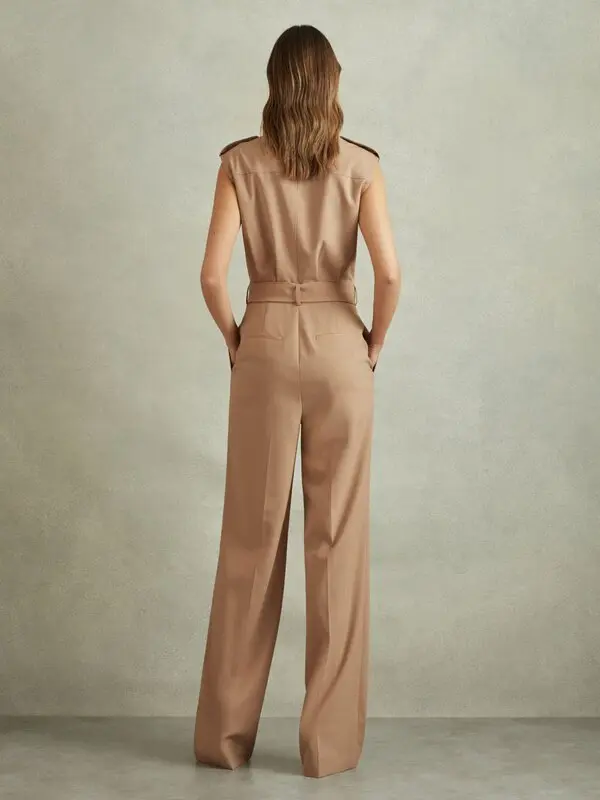 REISS Luisa Wool-blend Belted Jumpsuit