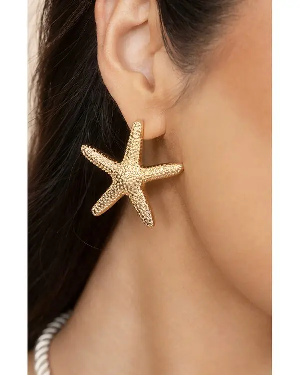 Ettika Statement Starfish Stud Earrings - Gold