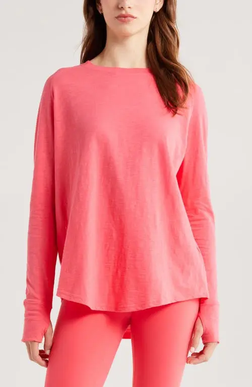 Zella Relaxed Washed 2.0 Long Sleeve Slub Tee - Pink Paradise