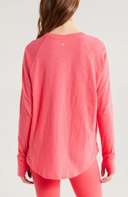 Zella Relaxed Washed 2.0 Long Sleeve Slub Tee - Pink Paradise