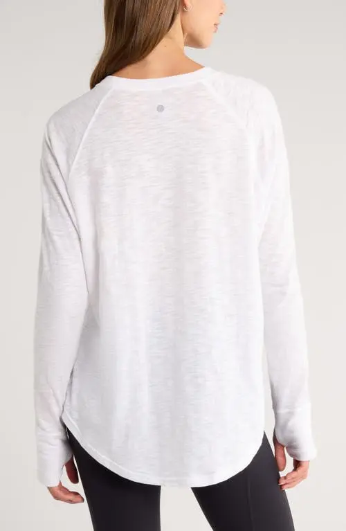 Zella Relaxed Washed 2.0 Long Sleeve Slub Tee - White
