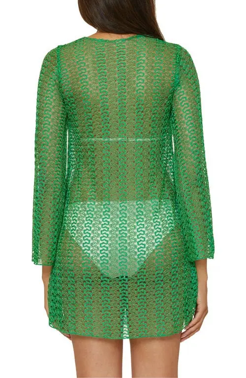 BECCA By Rebecca Virtue Golden Beach Long Sleeve Lace Cover-up Tunic