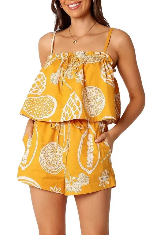 PETAL & PUP Honey Mixed Print Cotton & Linen Drawstring Shorts