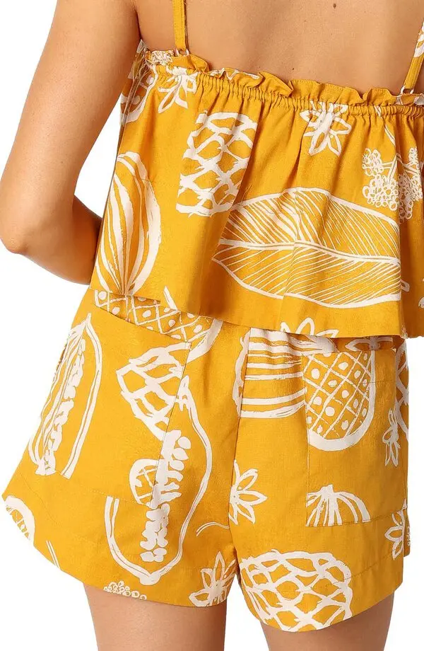 PETAL & PUP Honey Mixed Print Cotton & Linen Drawstring Shorts