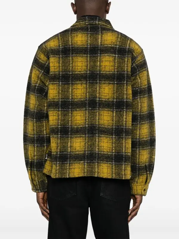 StüSsy Plaid-Print Wool Shirt Jacket In Yellow - 38% Off