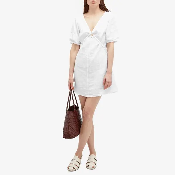 DEIJI STUDIOS Tie Seamed Linen Mini Dress