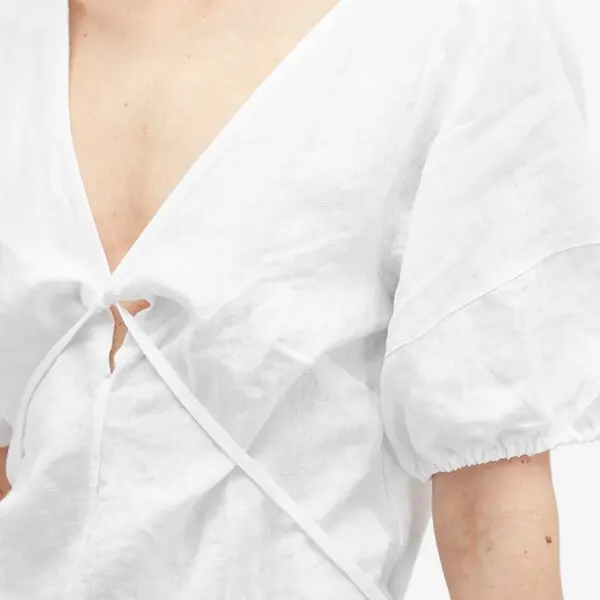 DEIJI STUDIOS Tie Seamed Linen Mini Dress