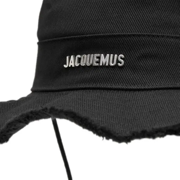 Jacquemus Black Frayed-Brim Bucket Hat with Chin Strap JACQUEMUS Black Les Classiques  main image 3