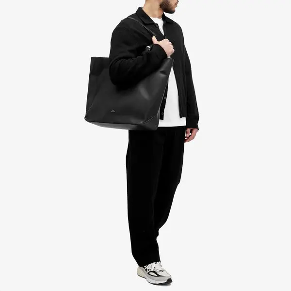 A.P.C. Nino Leather Tote In Black - 25% Off | Editorialist