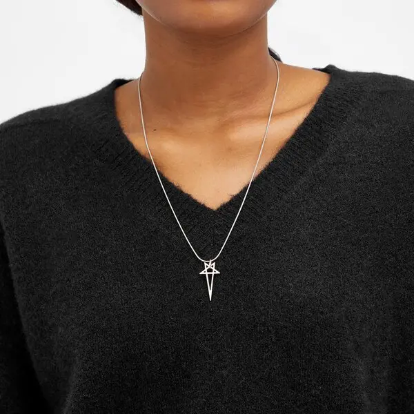 Rick Owens Pentagram Charm Necklace In Palladio - 55% Off