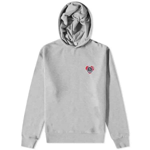 MONCLER グレー ハート型ロゴ パーカー XL Moncler Heart Popover Hoodie - Grey | Editorialist