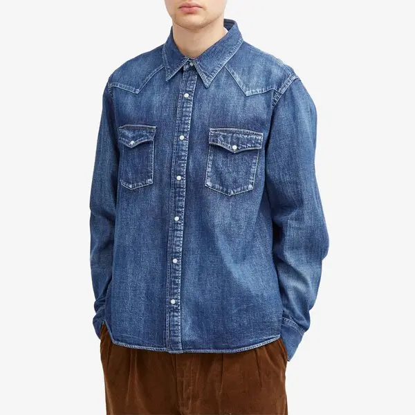 Visvim Social Sculpture Denim Shirt In Indigo - 30% Off | Editorialist