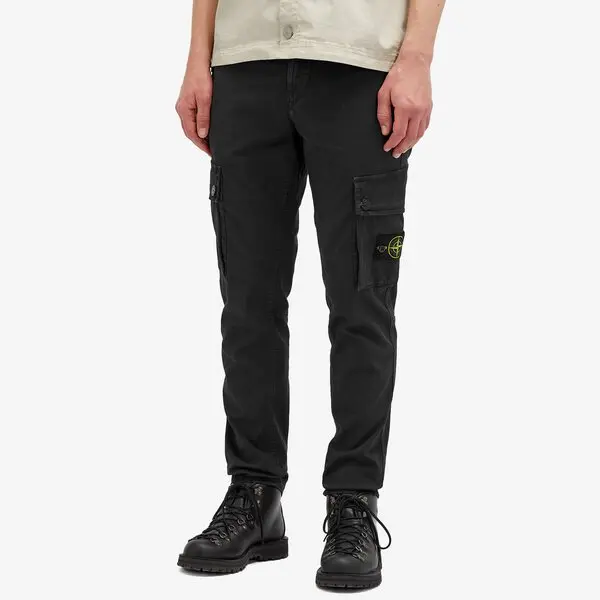 Stone Island Brushed Cotton Canvas Cargo Pants Black Editorialist