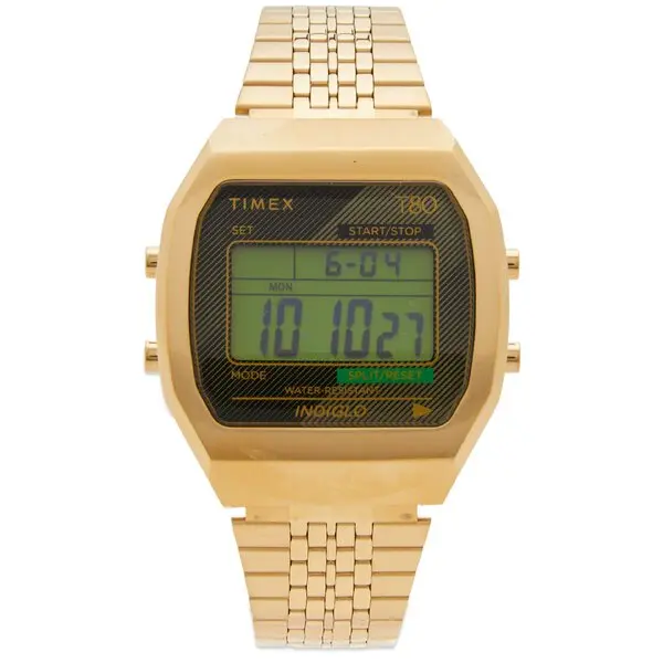 Timex T80 Digital 36mm Watch - Gold