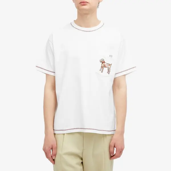 Bode Beaded Griffon Pocket T-Shirt - White | Editorialist