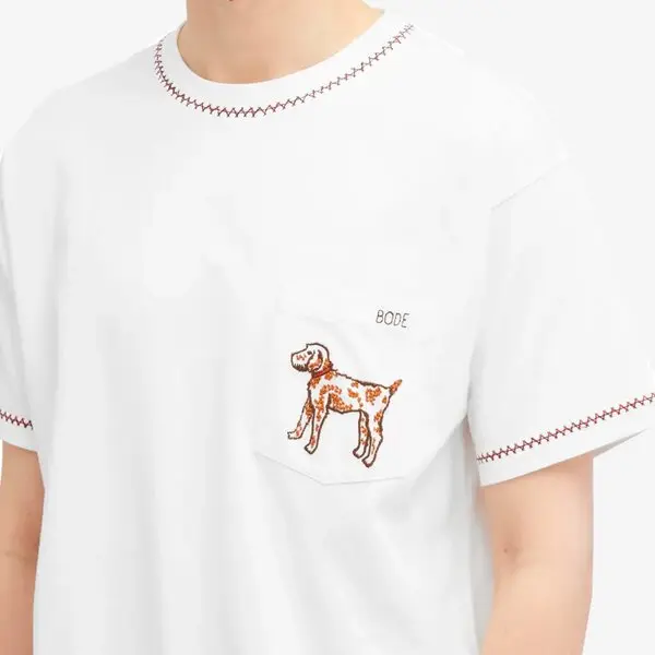 Bode Beaded Griffon Pocket T-Shirt - White | Editorialist