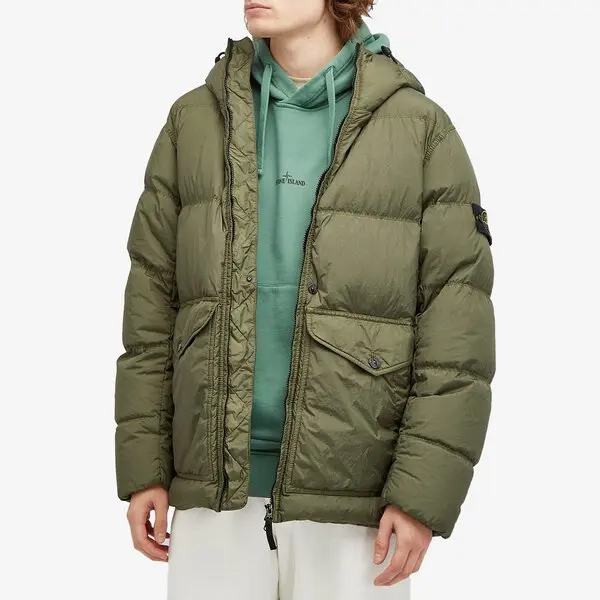 Stone Island Crinkle Reps Hooded Down Jacket In Musk 30% Off