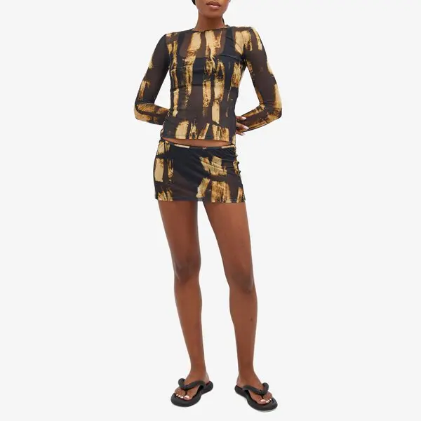 Miaou Elektra Printed Mini Skirt - Treading Brown