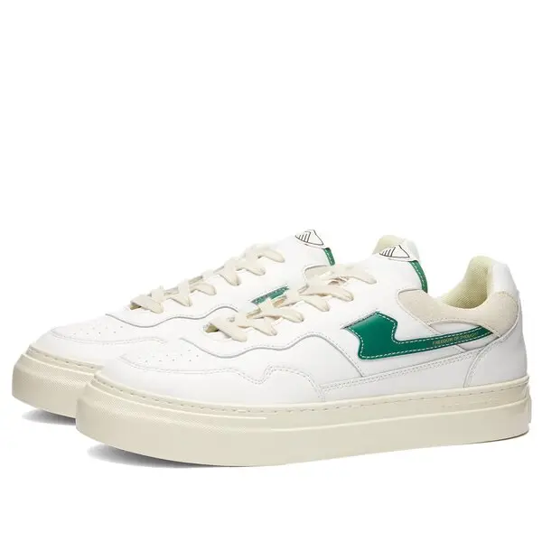 S.W.C STEPNEY WORKERS CLUB Pearl S-strike Leather Sneakers - White/green