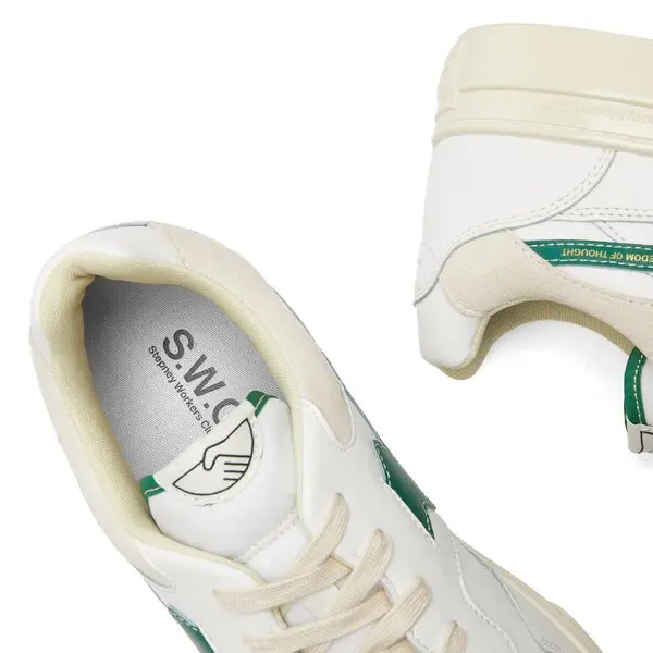 S.W.C STEPNEY WORKERS CLUB Pearl S-strike Leather Sneakers - White/green