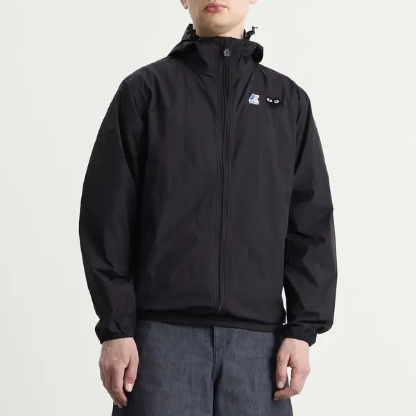 Play Comme Des Garcon X K-way Full Zip Packable Jacket - Black