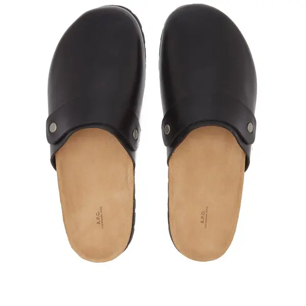 A.P.C. Danny Leather Mule In Black - 70% Off | Editorialist