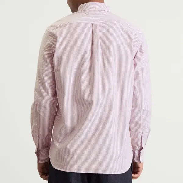 BEAMS Button Down Candy Stripe Shirt - Wine