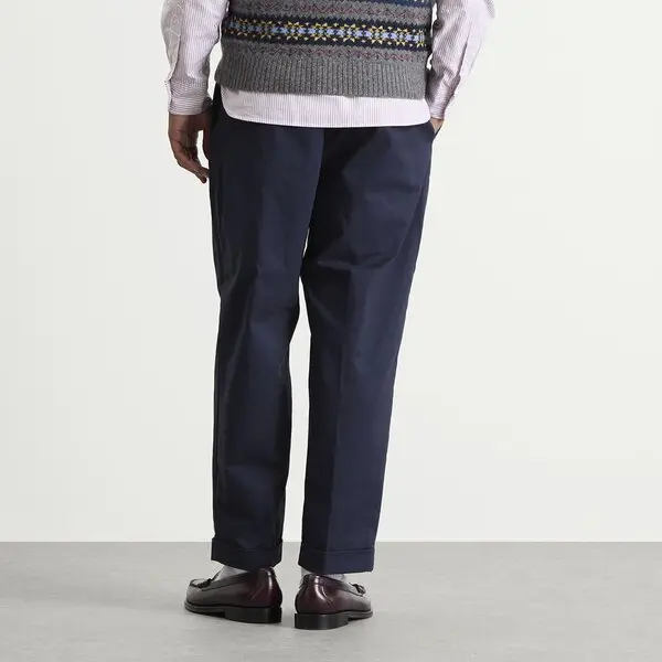 BEAMS 2 Pleat Chino - Navy