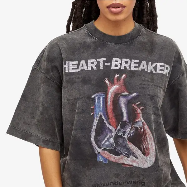 Alexander Wang Oversize Heart Breaker Print T-Shirt In Grey - 50