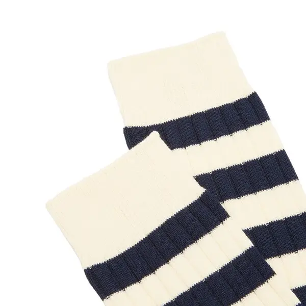 BEAMS Rib Stripe Sock - White
