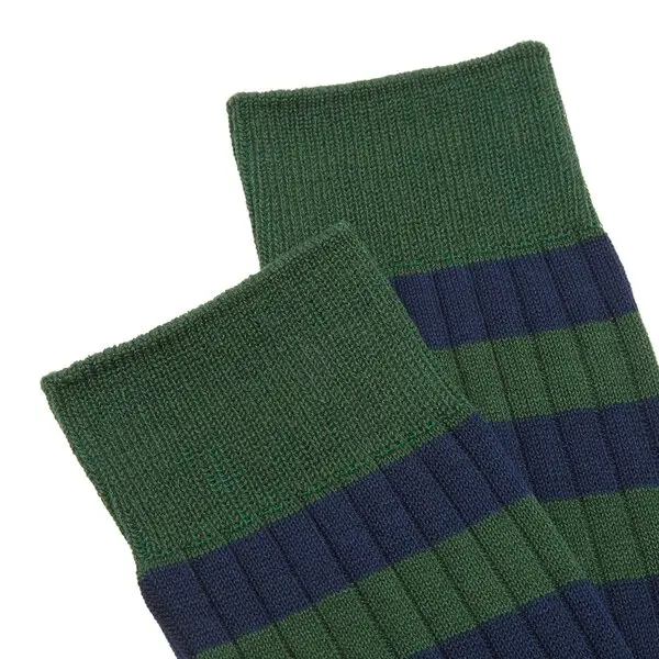 BEAMS Rib Stripe Socks - Green