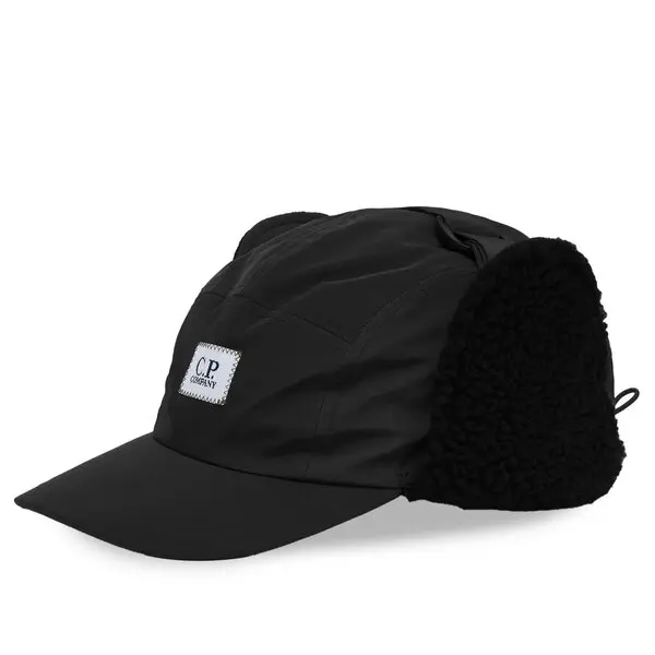 C.P. Company Chrome-R Earflap Cap - Black | Editorialist
