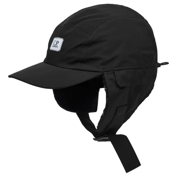 C.P. Company Chrome-R Earflap Cap - Black | Editorialist