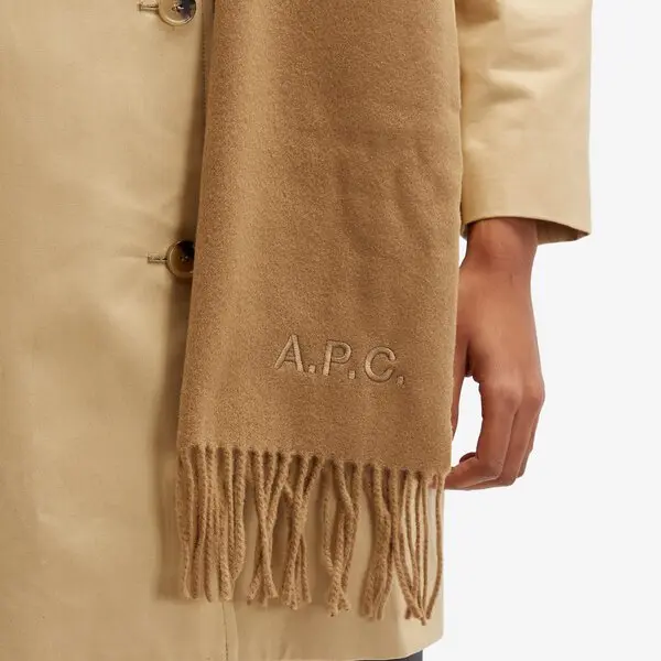 A.p.c. Ambroise Embroidered Scarf - Camel