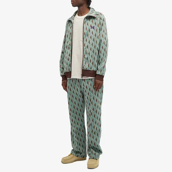 Needles Poly Jacquard Track Pants In Turquoise - 50% Off