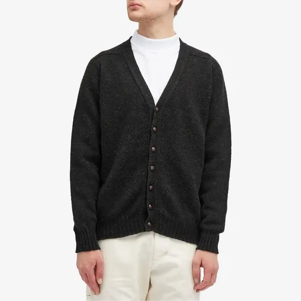 JAMIESON'S OF SHETLAND V-neck Wool Cardigan - Black Mix