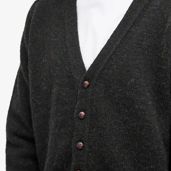 JAMIESON'S OF SHETLAND V-neck Wool Cardigan - Black Mix