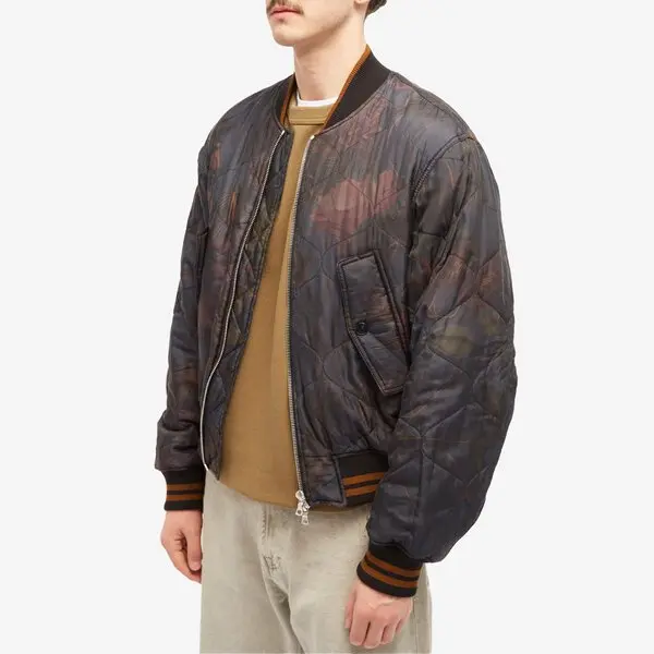 Dries Van Noten Verso Floral Print Bomber Jacket In Navy - 70% Off