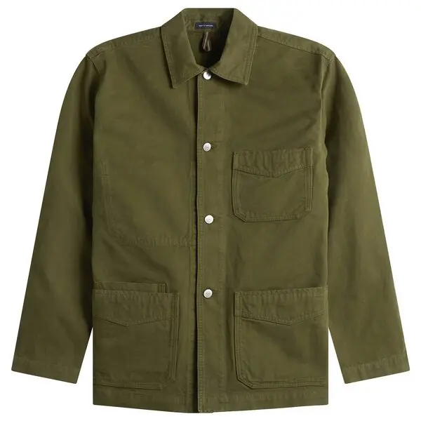 DRAKE'S Canvas Chore Jacket - Olive